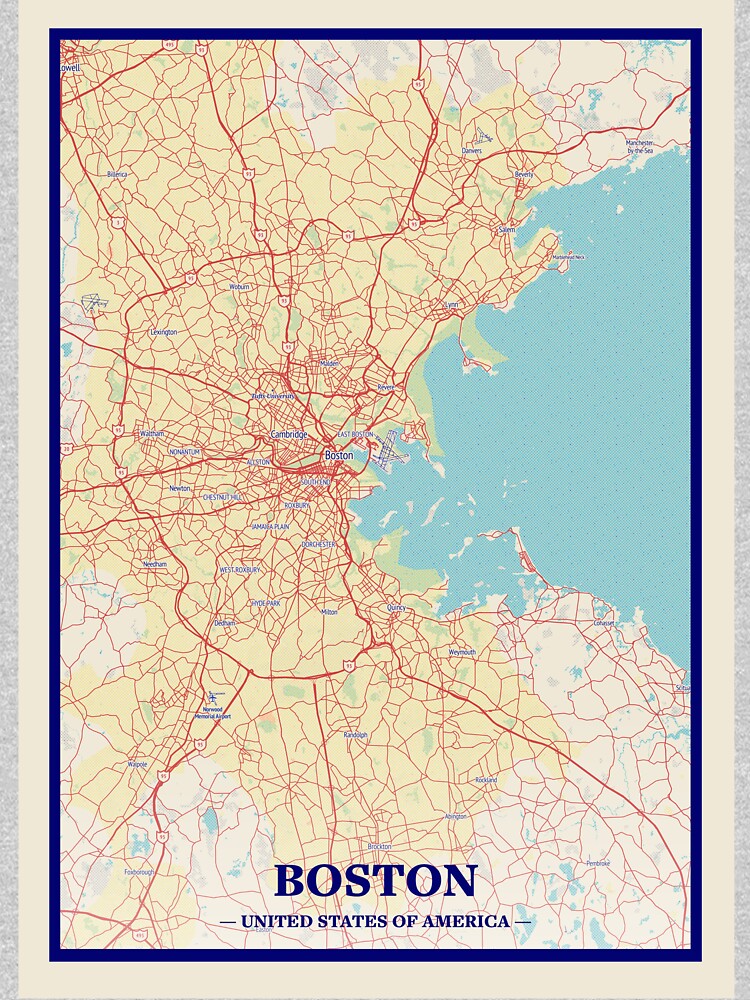 Sudadera con capucha «Impresión del mapa de la ciudad de Boston, cartel ...