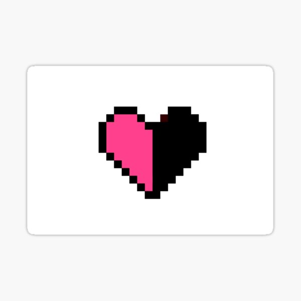 "pink and black pixel heart from retro video games" Sticker by ...