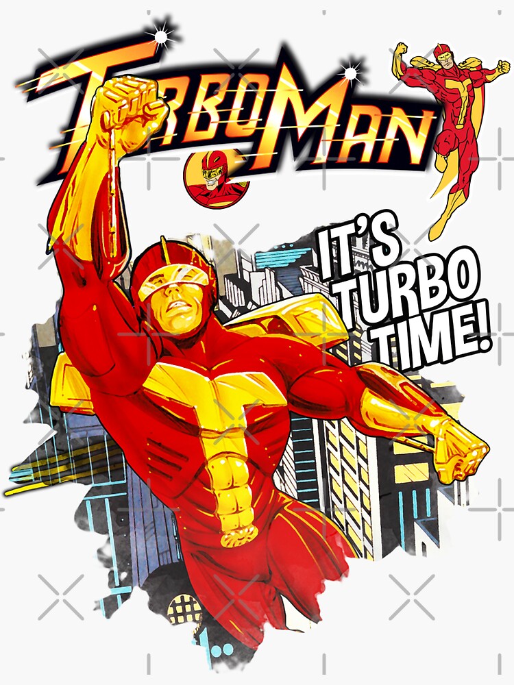 "Turboman in action" Sticker by YourFavouriteSI | Redbubble