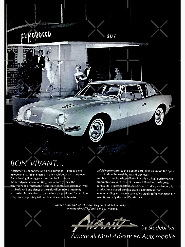 "STUDEBAKER AVANTI - ADVERT" Poster for Sale by ThrowbackM3 | Redbubble