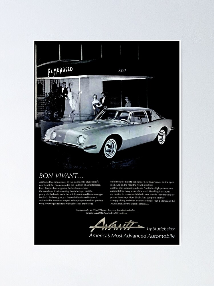 "STUDEBAKER AVANTI - ADVERT" Poster for Sale by ThrowbackM3 | Redbubble