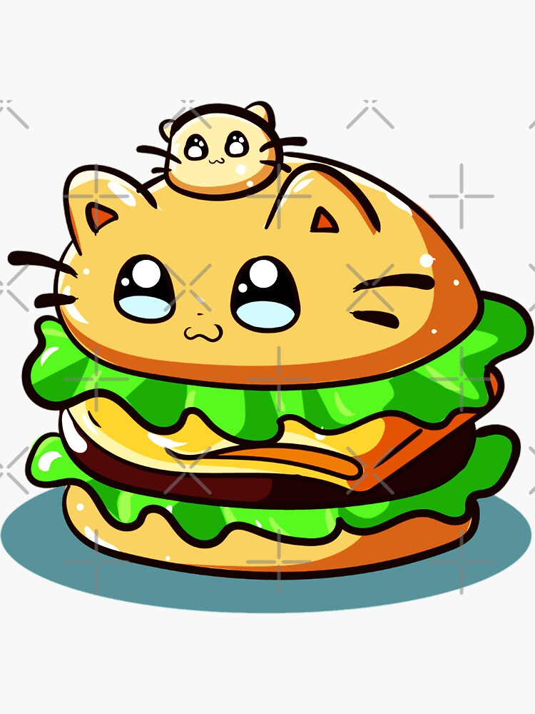 "Cat burger" Sticker by pnkpopcorn | Redbubble