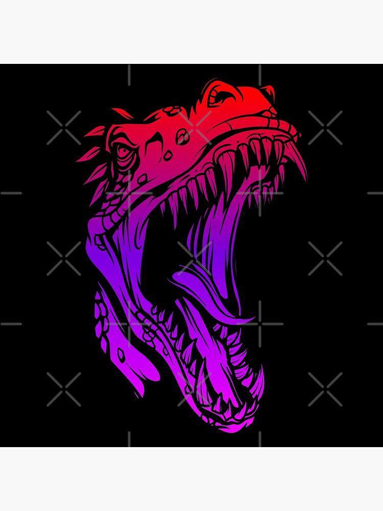 "Snarling Feathered Raptor in Purple and Red Gradient Colors" Poster ...