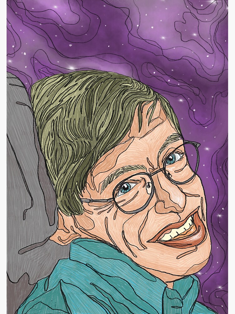 "Stephen Hawking Portrait" Sticker by kirstyelen | Redbubble
