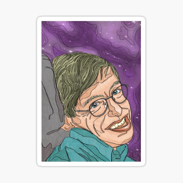 "Stephen Hawking Portrait" Sticker by kirstyelen | Redbubble