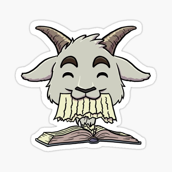 "Goat eating a book" Sticker for Sale by jonmlam | Redbubble