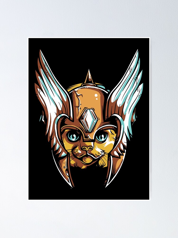 "Valkyrie Viking Cat with Winged Helmet" Poster for Sale by ...