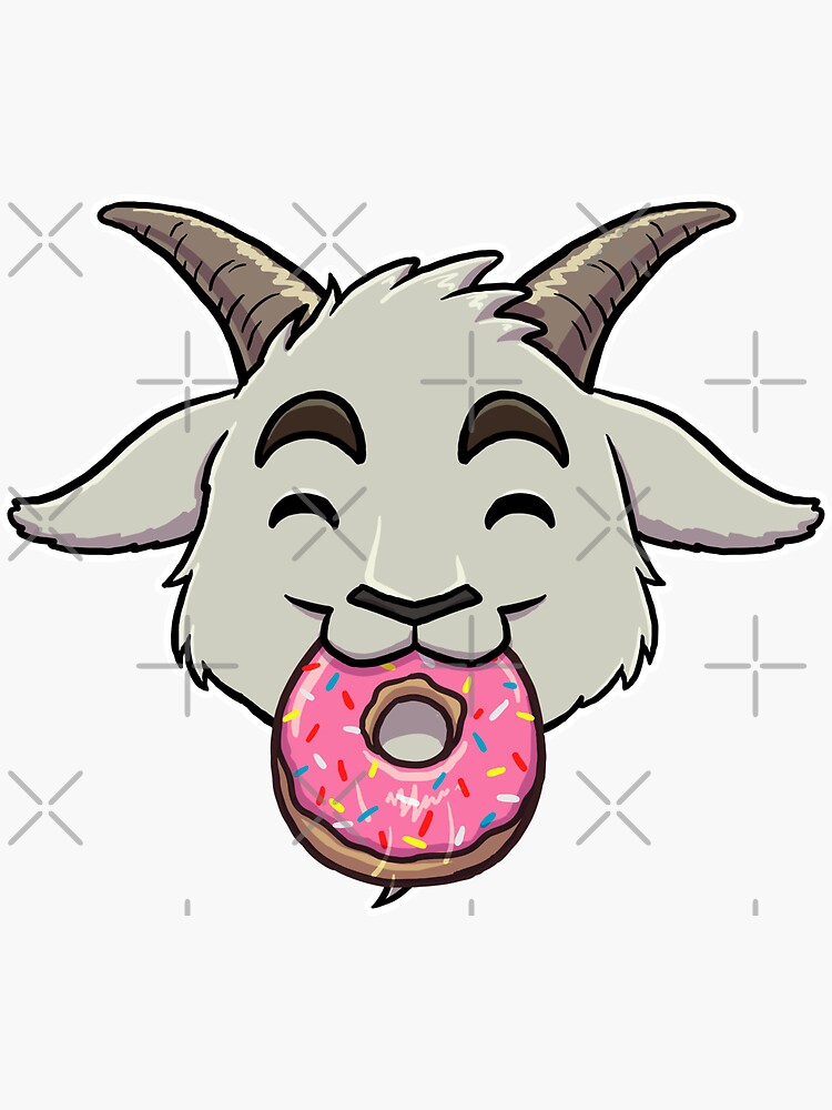 "Goat eating a donut" Sticker by jonmlam | Redbubble