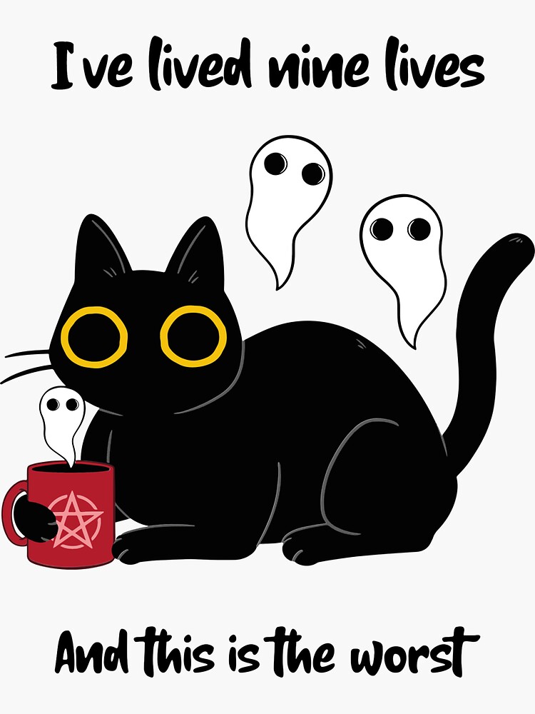 "Nine Lives Cat" Sticker by hOshUs-Designs | Redbubble