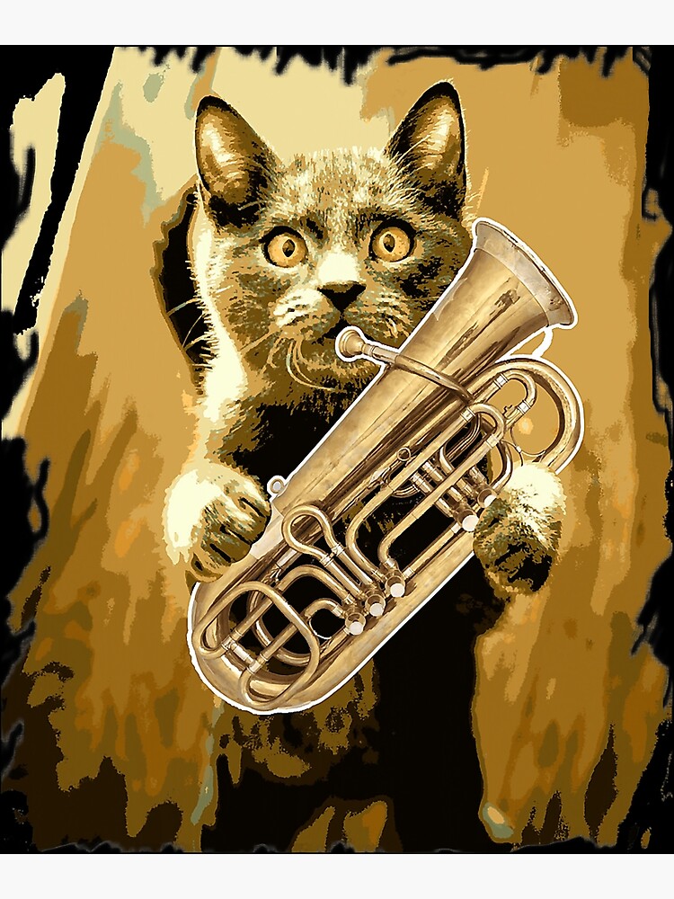 "Tuba Player Funny Cat Playing Tuba" Greeting Card for Sale by ...