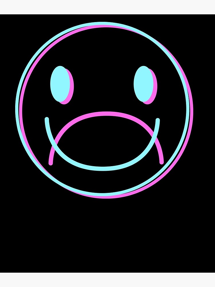 Vaporwave Happy Or Sad Smiley Face Trippy Emoticon Gear Premium Matte ...