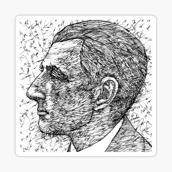 "MAURICE RAVEL ink portrait .1" Sticker for Sale by lautir | Redbubble