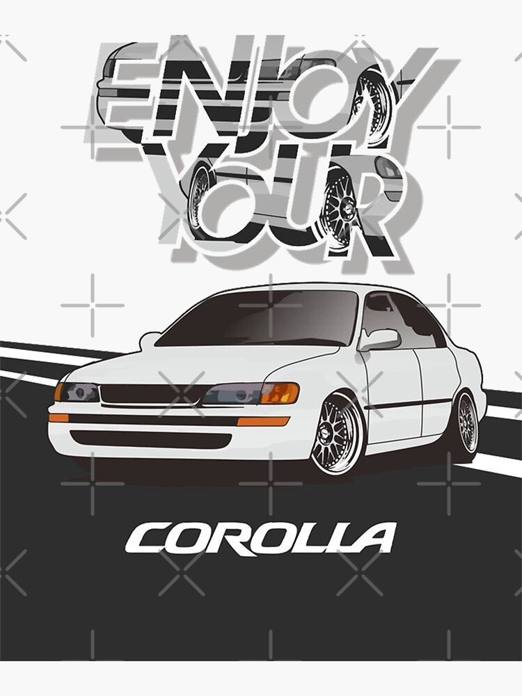 "Enjoy Corolla AE92 JDM Style" Sticker for Sale by effreyaites | Redbubble