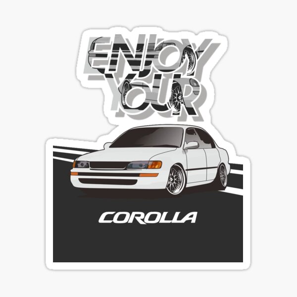 "Enjoy Corolla AE92 JDM Style" Sticker for Sale by effreyaites | Redbubble