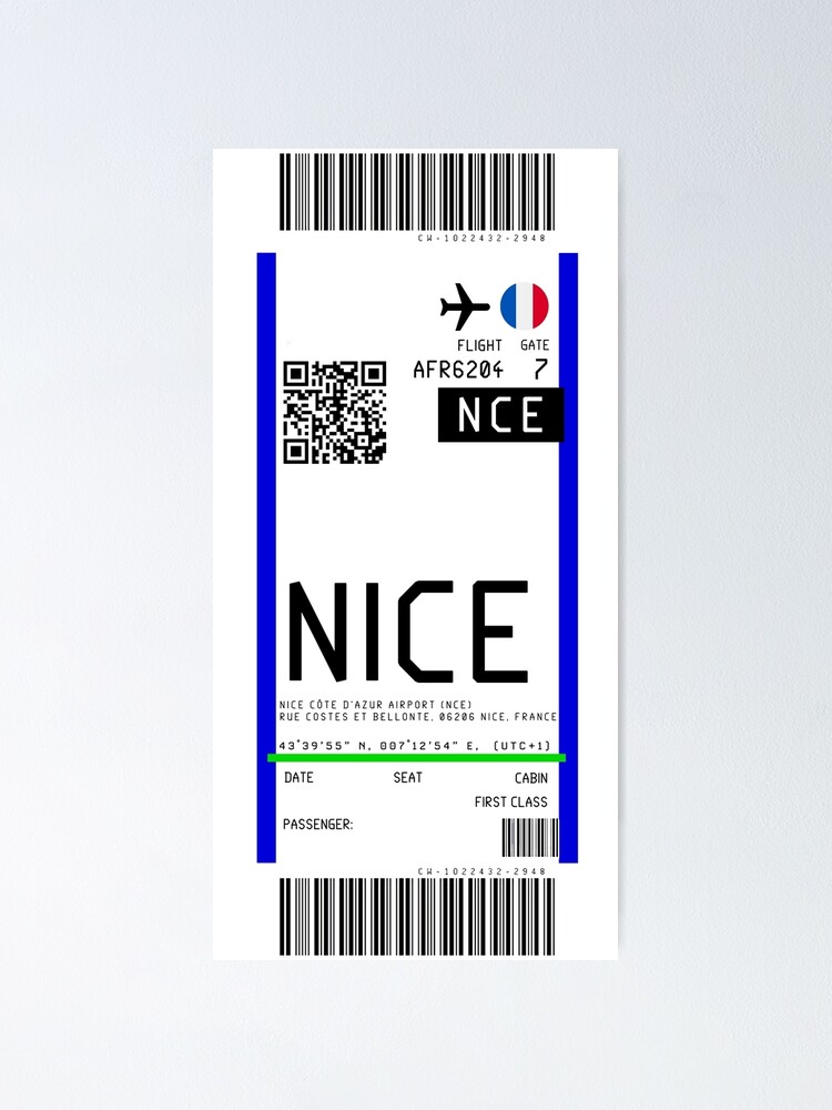 "Nice Cote D azur Airport (NCE) Boarding Pass rickrolled" Poster for ...