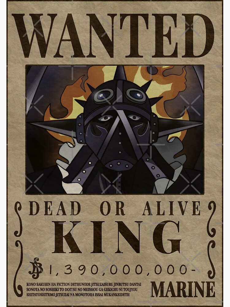 "King "The Conflagration" Wanted Poster One Piece Bounty" Poster for ...