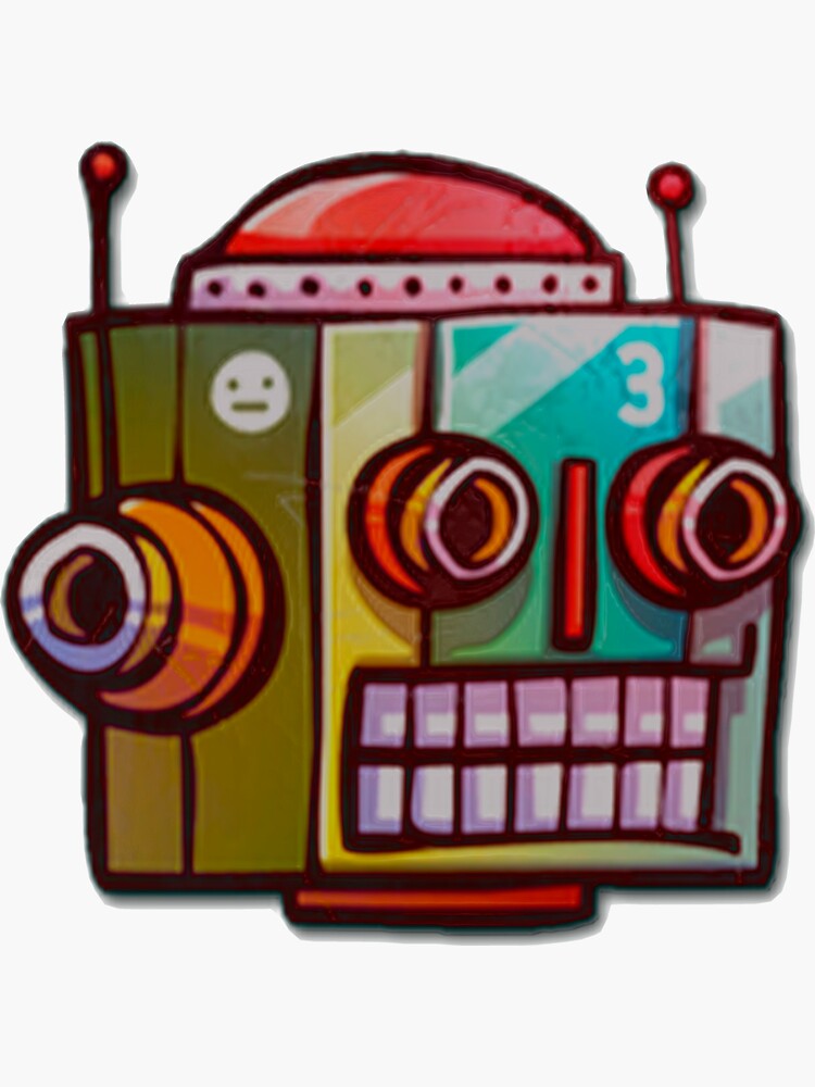 "Сute robot head" Sticker for Sale by si3iy | Redbubble