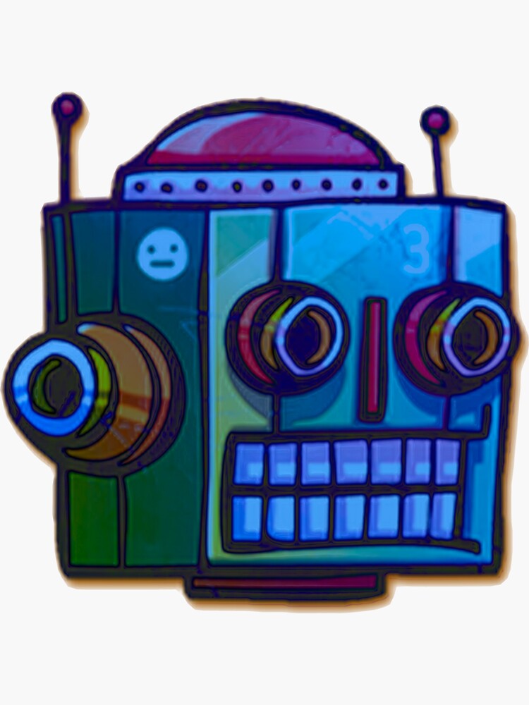 "Robo-head" Sticker by si3iy | Redbubble