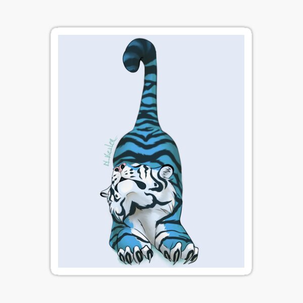 "Blue tiger" Sticker by ArtByKesler | Redbubble