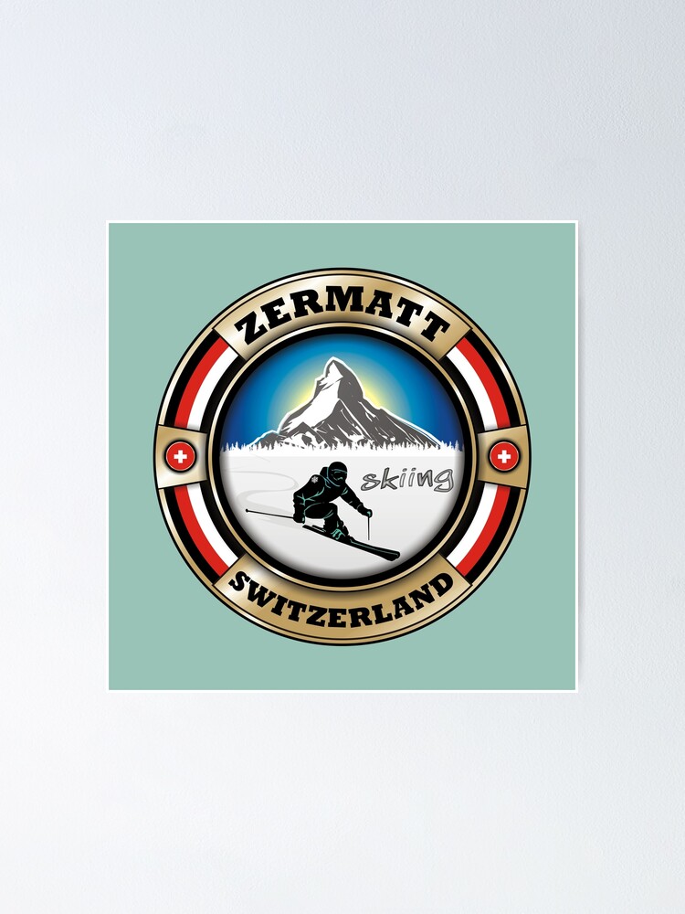 "Zermatt Matterhorn Switzerland Stemma gold skiing" Poster for Sale by ...