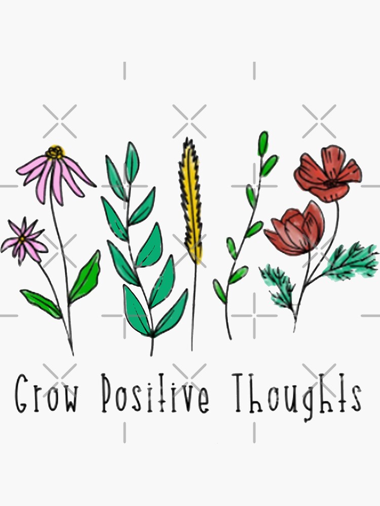 "Grow Positive Thoughts Design" Sticker by BeachHouseArt | Redbubble