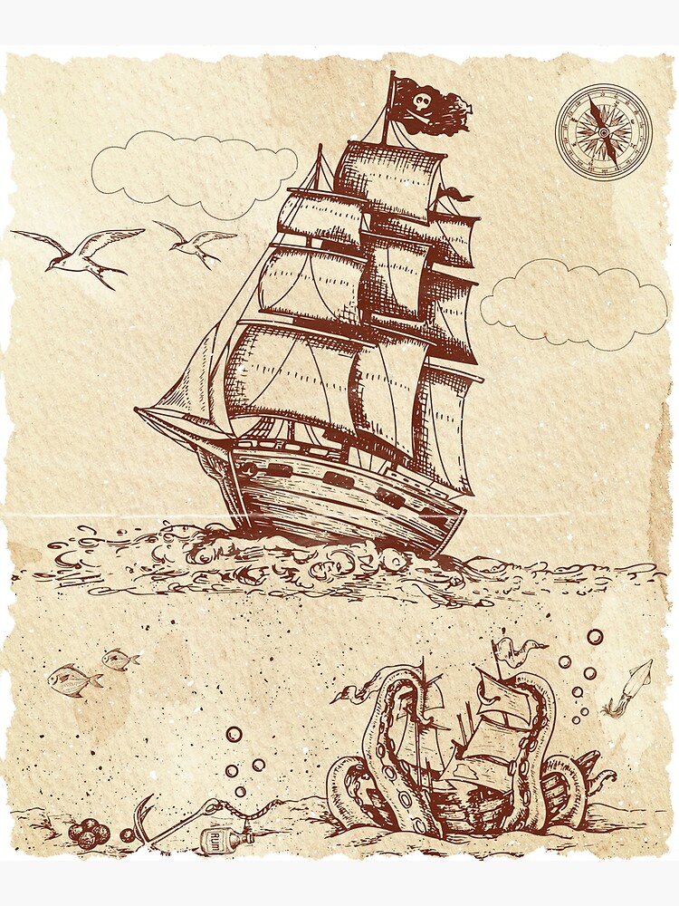 "Vintage pirate ship stylish design" Art Print for Sale by XSYS | Redbubble