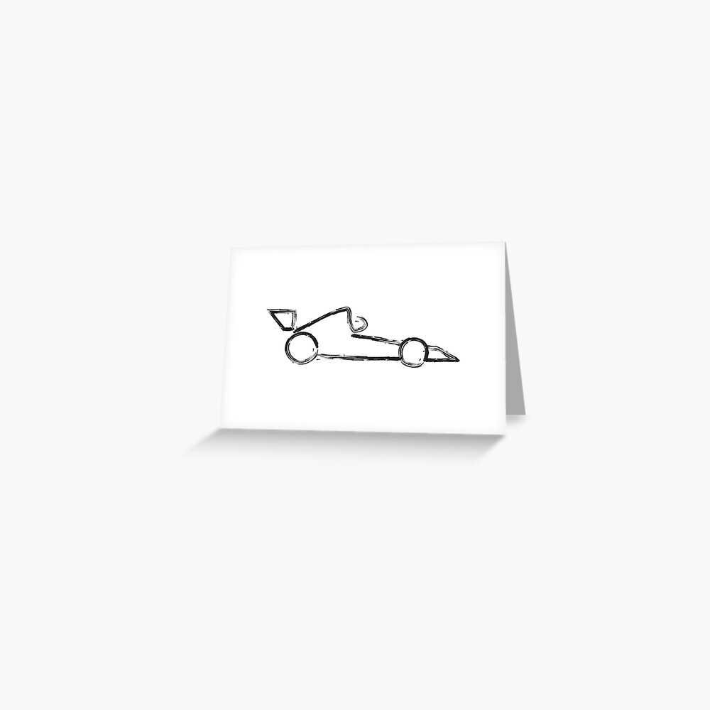 "Formula 1 / IndyCar Race Car Simple Line Art" Greeting Card by ...