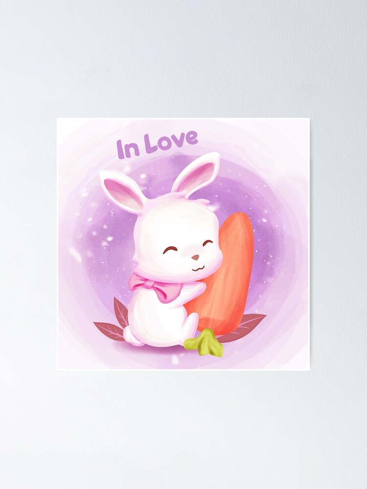 "Cute rabbit in love with carrot" Poster for Sale by Petloverr11 ...