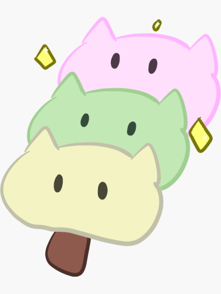 "Cute pink green and cream kitty dango" Sticker by Dima-Love | Redbubble