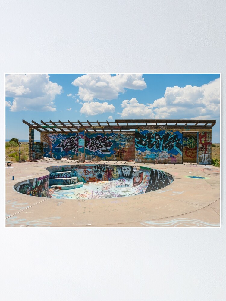 "Graffiti in the Desert - Abandoned Swimming Pool" Poster by Lostlogo ...