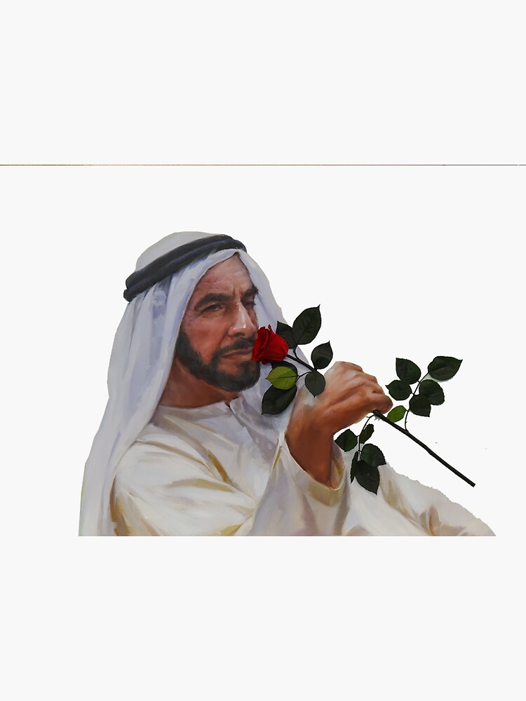 "Sheikh Zayed smelling a flower - الشيخ زايد يشم الورد" Sticker for ...