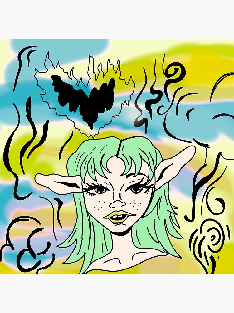 "Trippy elf" Sticker by PaintwithKat | Redbubble