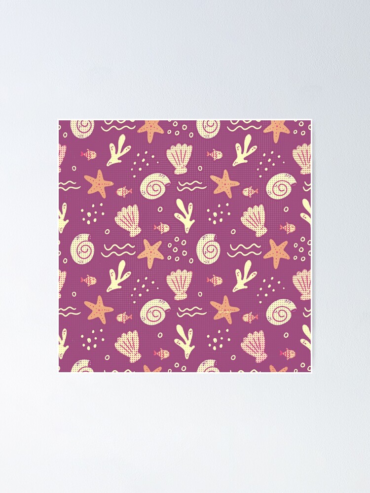 "Pop Art Shells on Lilac" Poster for Sale by AptitudePics | Redbubble