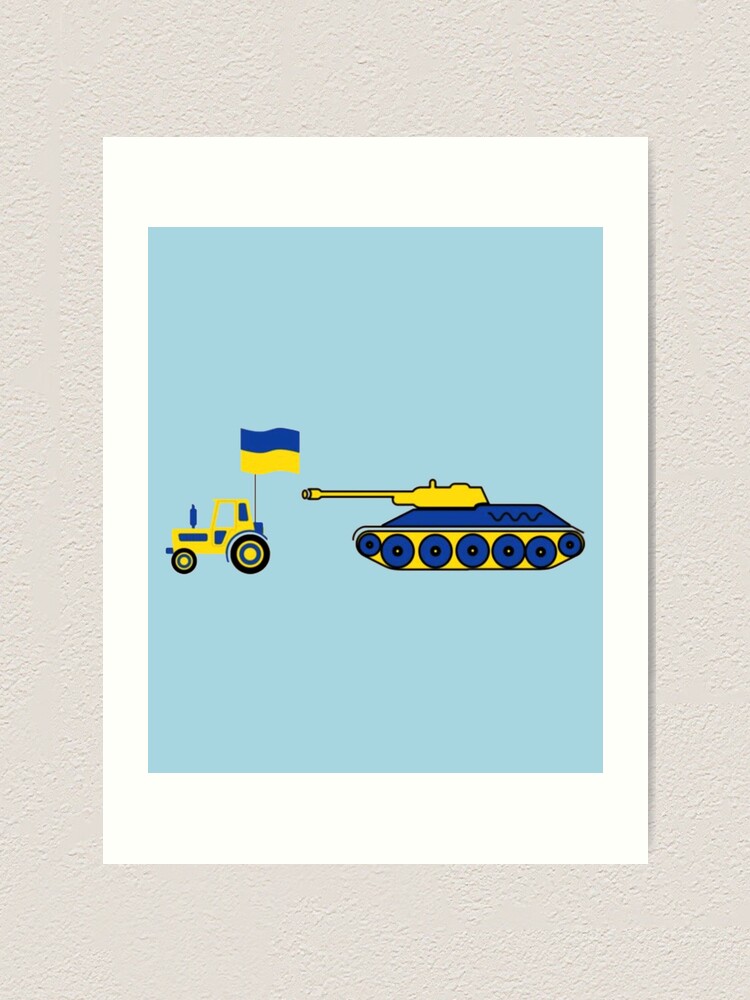 "Funny Ukraine Farmer Tractor Stealing A Russian Tank Meme" Art Print ...