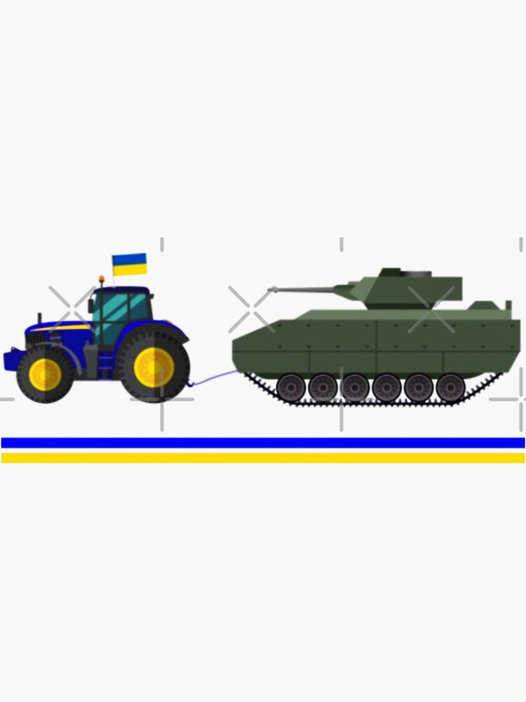 "Funny Ukrainian Farmer Towing Russian Tank" Sticker by DavidsonHello ...