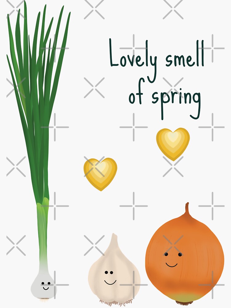 "Lovely Smell of Spring, Onion and Garlic" Sticker by jvcoart | Redbubble