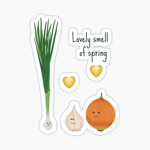 "Lovely Smell of Spring, Onion and Garlic" Sticker by jvcoart | Redbubble