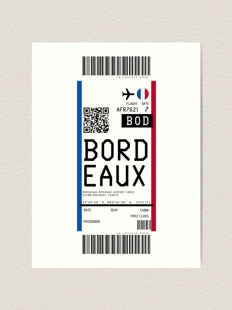 "Bordeaux Merignac Airport (BOD) Boarding Pass rickrolled" Art Print ...