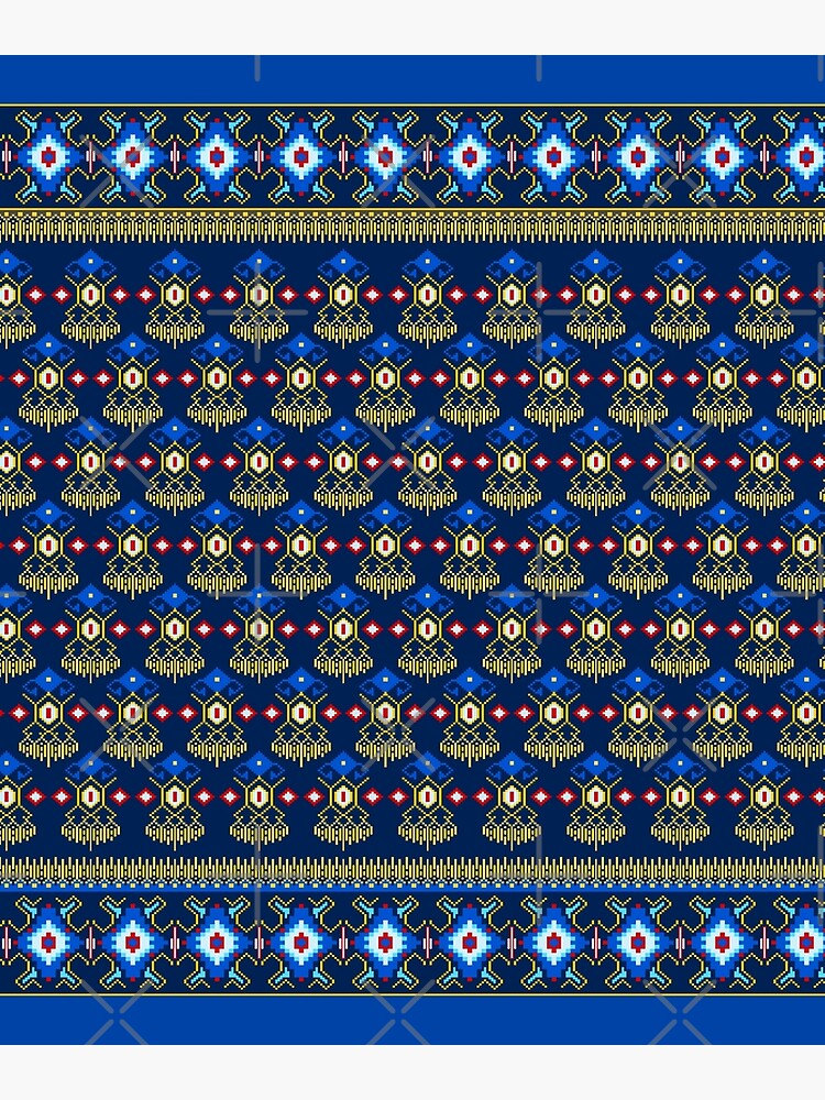 "Thai Silk | Blue Red Gold Traditional Thai Pattern | Traditional Thai ...