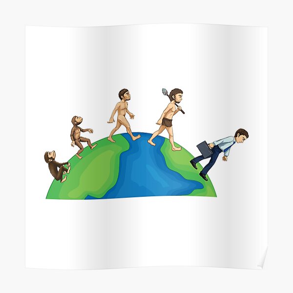 " Funny Human Evolution Illustration " Poster for Sale by X-Trends ...