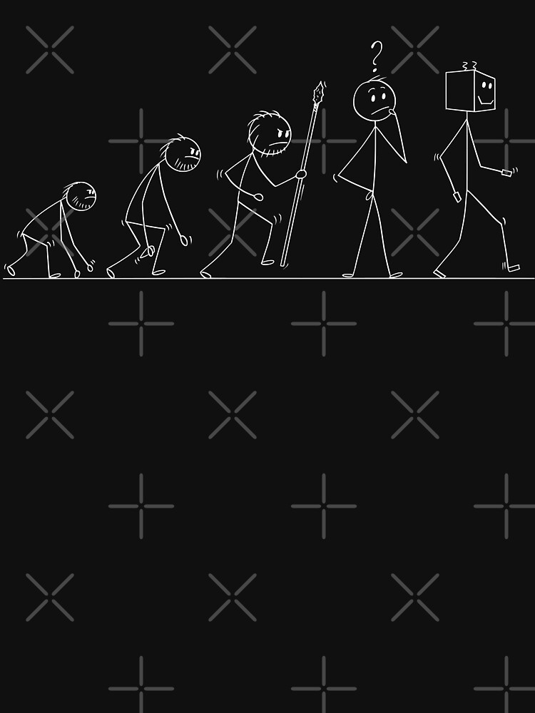 "Funny Human Evolution Line Art illustration " T-shirt by X-Trends ...