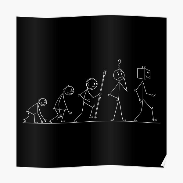 "Funny Human Evolution Line Art illustration " Poster for Sale by X ...