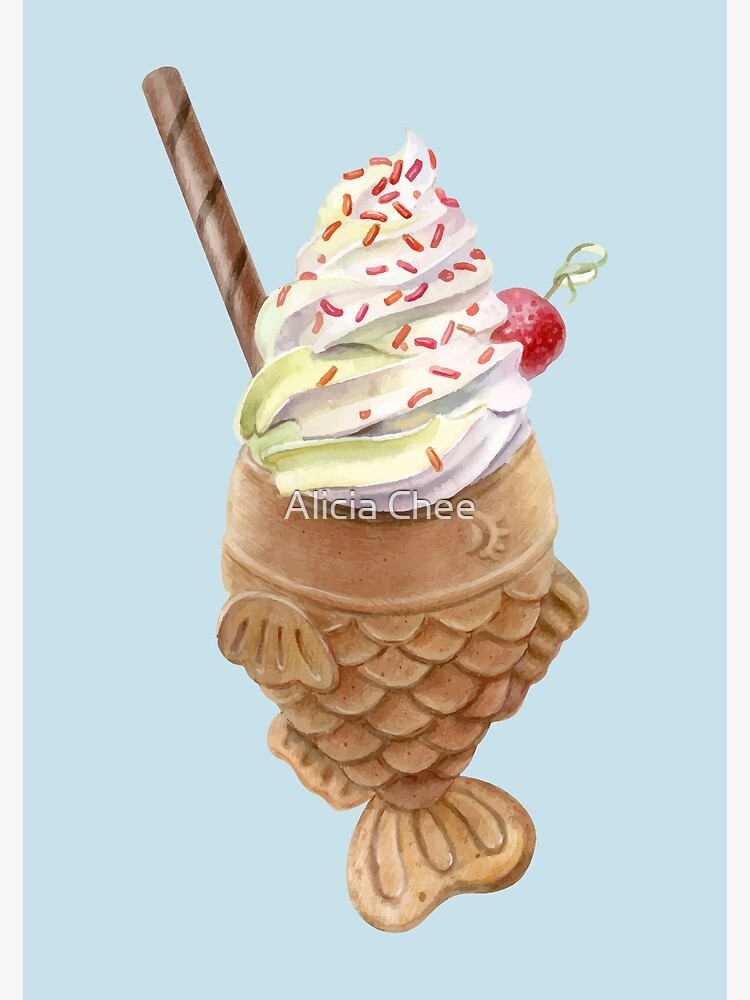 "Japanese Taiyaki Fish-Shaped Wafer Strawberry Ice Cream" Poster for ...