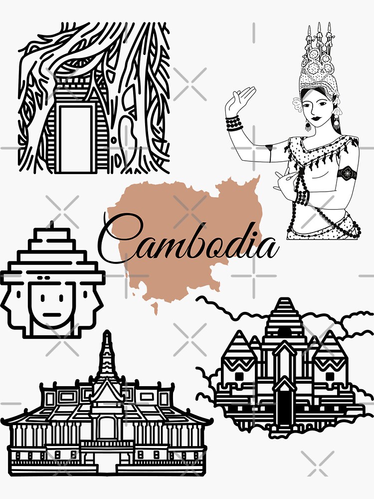 "Cambodia Country" Sticker by byskillbytalent | Redbubble