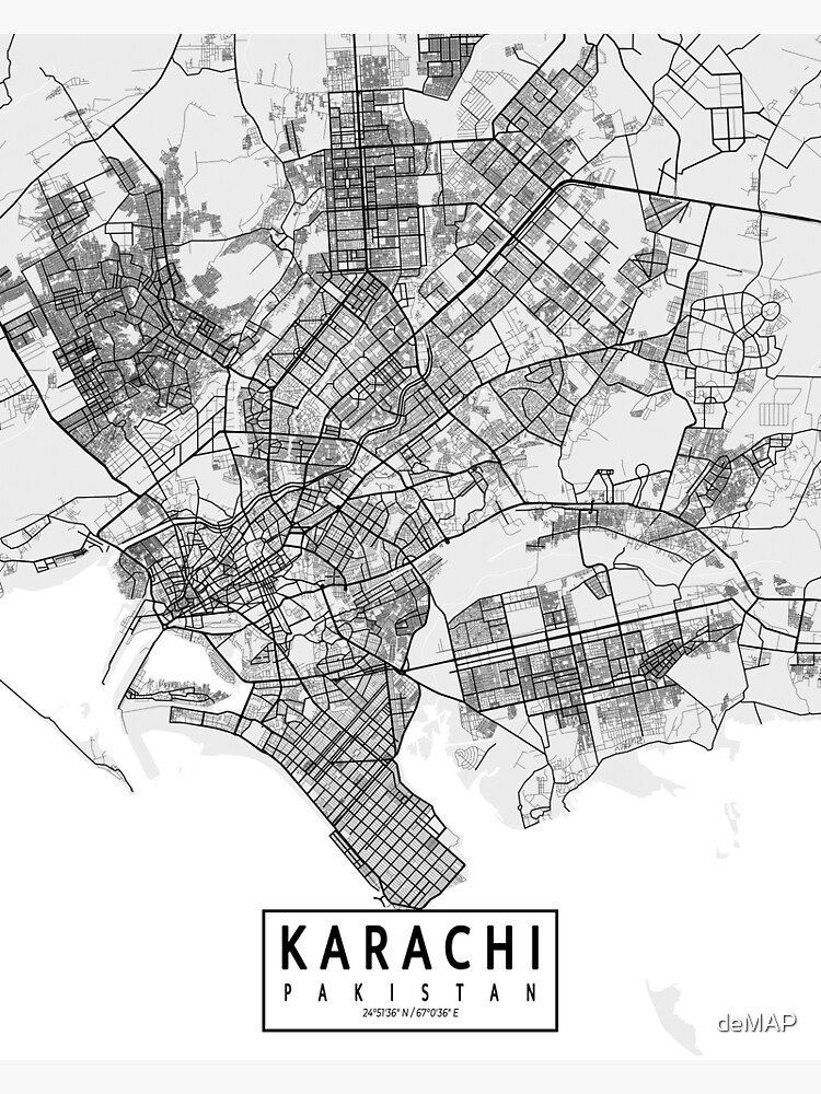 "Karachi City Map of Sindh, Pakistan - Light" Art Print for Sale by ...