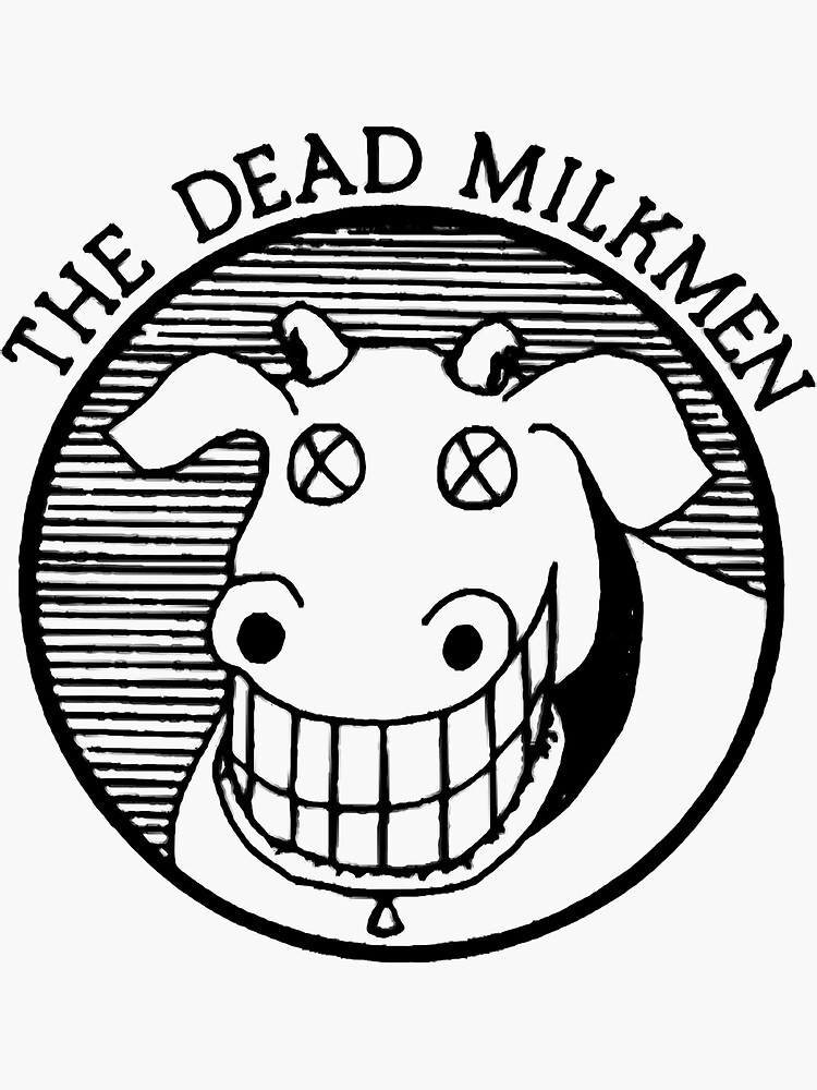 "DEAD MILKMEN COW LOGO WHITE Licensed Adult cow" Sticker for Sale by ...