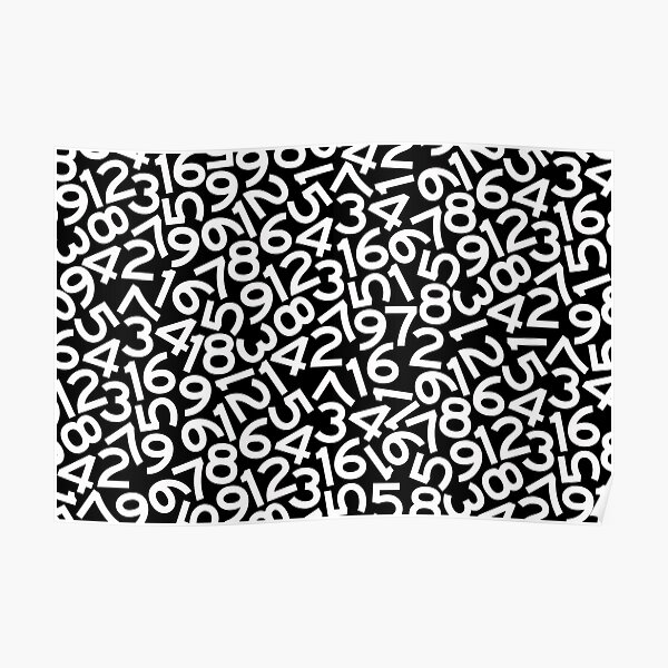 "black background white numbers" Poster for Sale by orvalrochefort ...