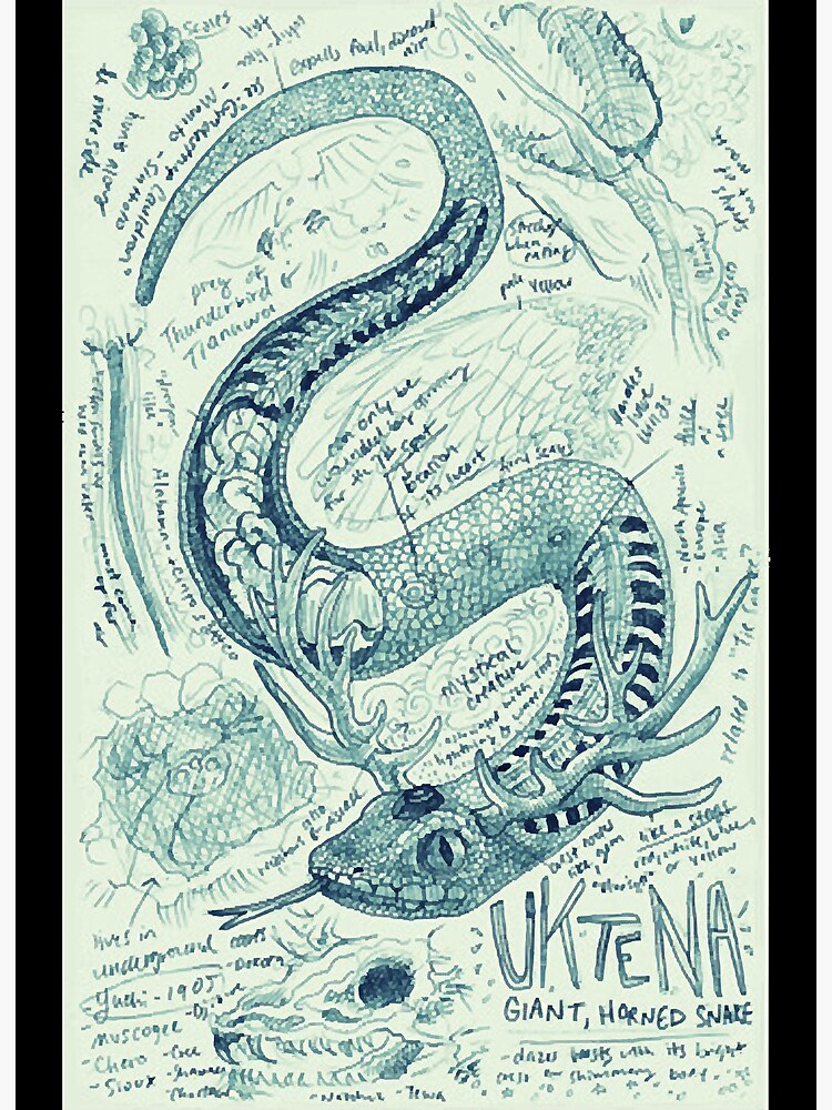 "Uktena Horned Snake Sketch Study " Art Board Print for Sale by ...