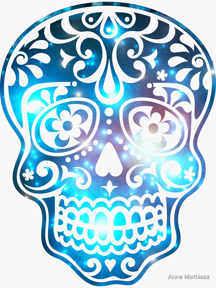 "Sugar Skull, Space, Galaxy Style, Cosmic" Sticker for Sale by nitty ...