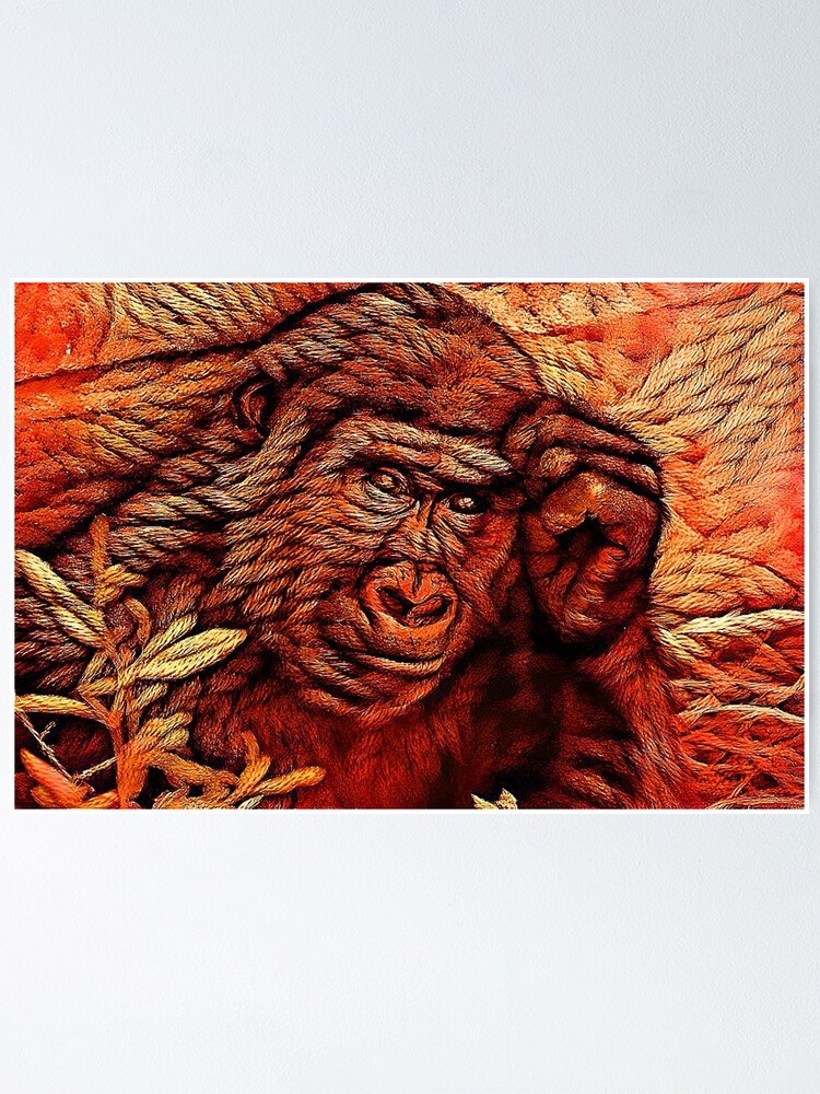 "fat monkey painting,acrylic monkey painting" Poster for Sale by ...